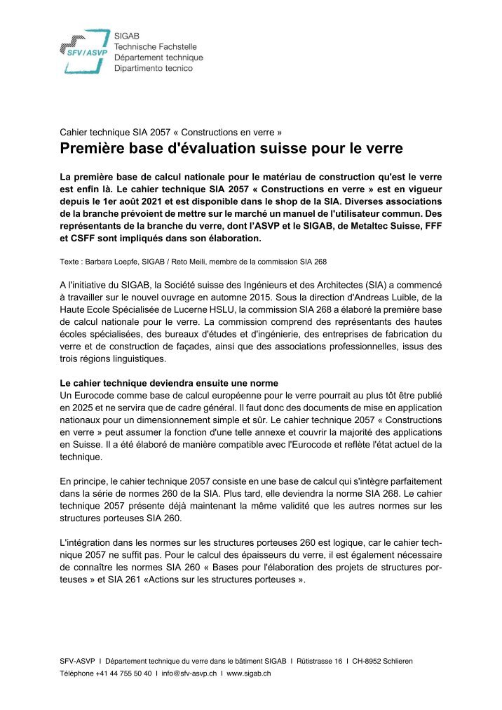 SIGAB-Richtlinie 002 «Sicherheit mit Glas - Anforderungen an Glasbauteile»