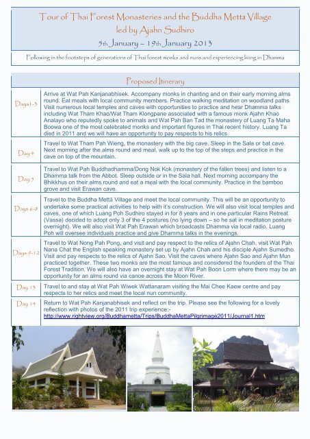 Tour of Thai Forest Monasteries and the Buddha Mettã Village led ...