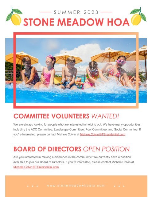 Stone Meadow Summer Newsletter 2023