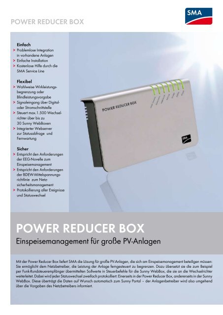 Power Reducer Box: Datenblatt - Elektro Hille