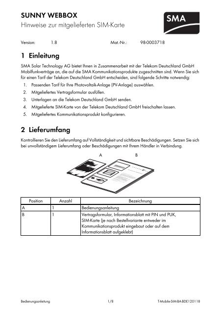 SUNNY WEBBOX - SMA Solar Technology AG