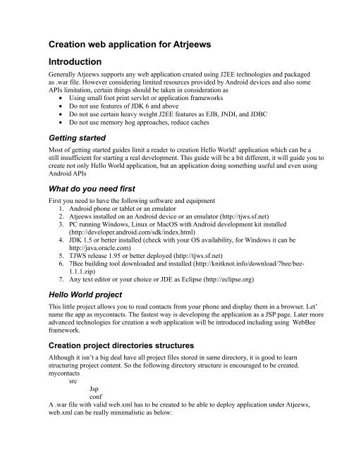 Creation web application for Atrjeews Introduction