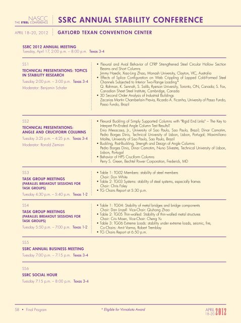 ssRC ANNuAL sTAbILITY CONfERENCE - Structural Stability ...