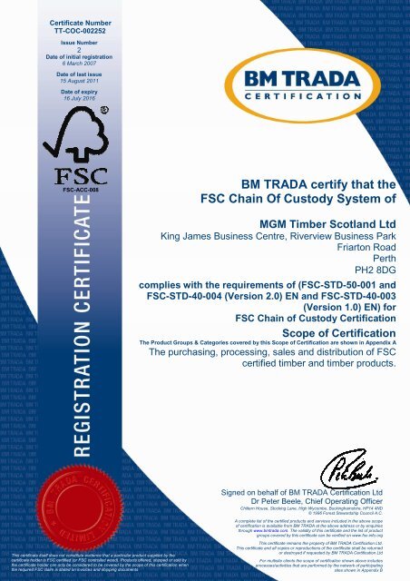 MGM Timber- FSC Certificate