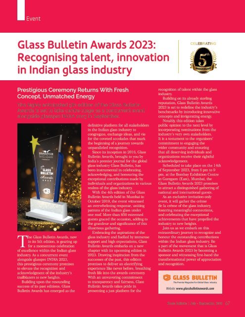 Glass Bulletin Awards 2023: Recognising talent, innovation in Indian ...