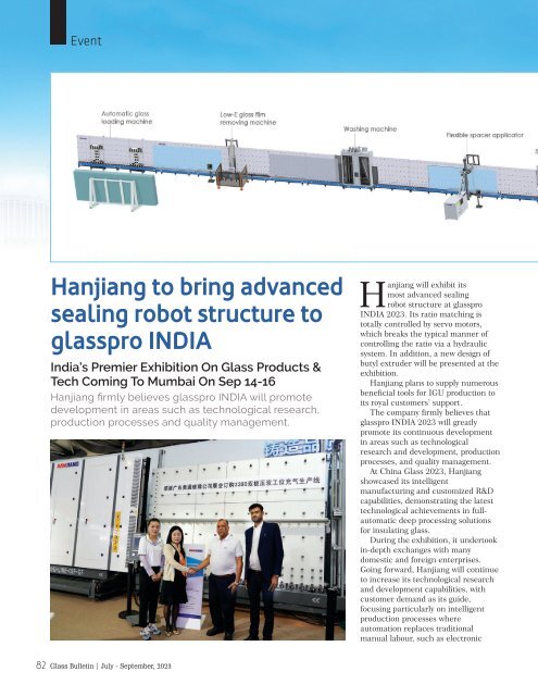 Hanjiang to bring advanced sealing robot structure to glasspro INDIA