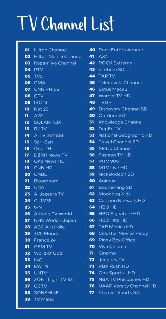 Hilton Manila TV Channel