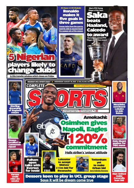 COMPLETE SPORTS - WEDNESDAY, AUG 30, 2023