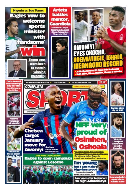 COMPLETE SPORTS - FRIDAY, SEP 8, 2023