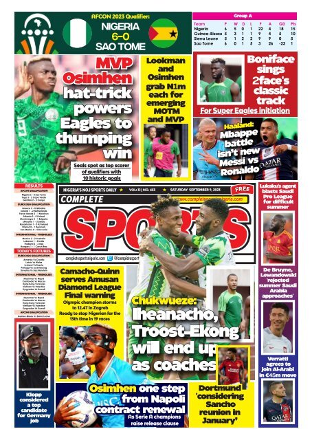 COMPLETE SPORTS - MONDAY, SEP 11, 2023