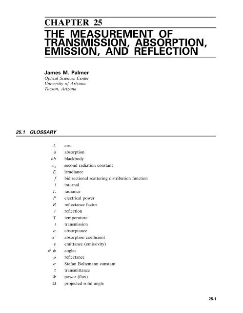chapter 25 the measurement of transmission , absorption , emission
