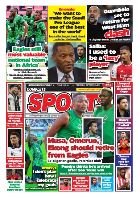 COMPLETE SPORTS - WEDNESDAY, SEP 13, 2023
