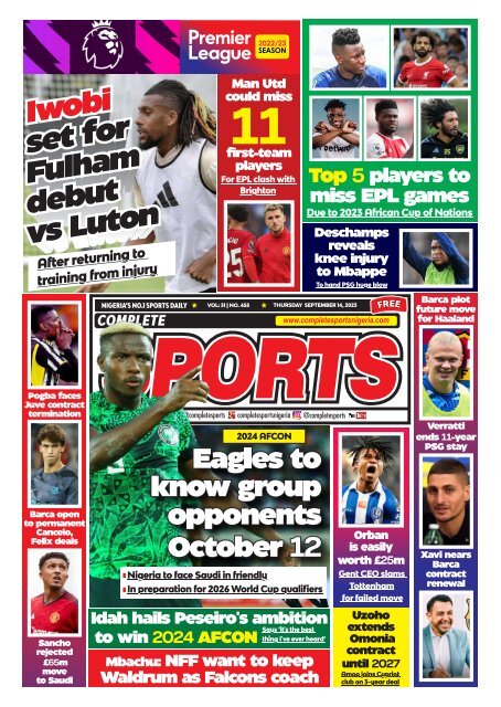 COMPLETE SPORTS - THURSDAY, SEP 14, 2023