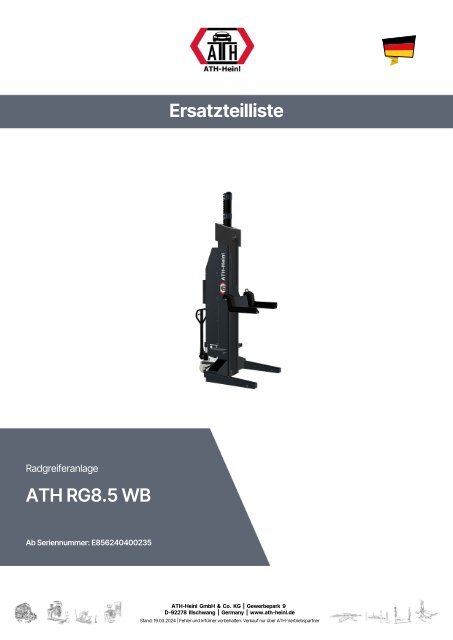 ATH-Heinl Ersatzteilliste Spare parts ATH RG8.5 WB