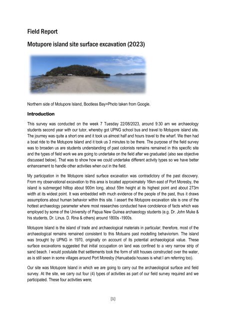Motupore site survey report