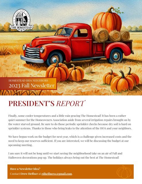 Homestead Fall Newsletter 2023
