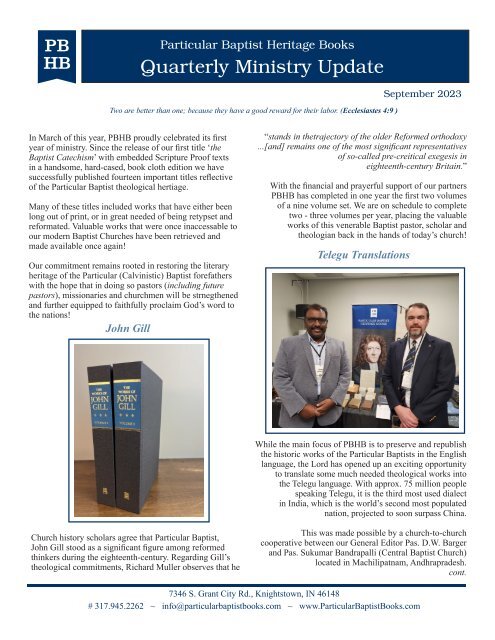 PBHB 2023 Third Quarter Newsletter