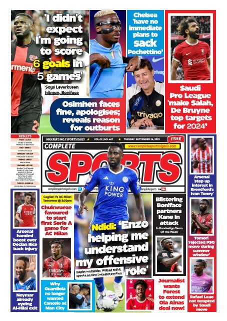COMPLETE SPORTS - TUESDAY, SEP 26, 2023