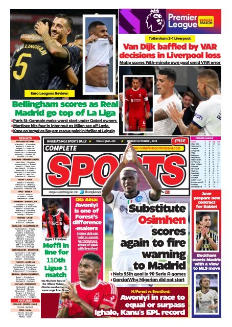 COMPLETE SPORTS - SUNDAY, OCT 1, 2023