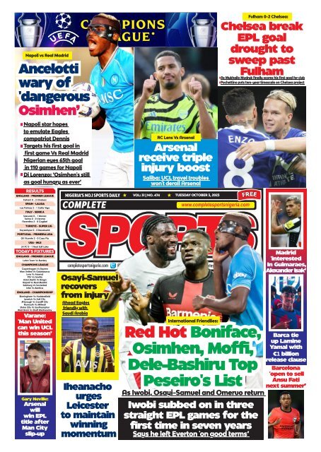 COMPLETE SPORTS - TUESDAY, OCT 3, 2023