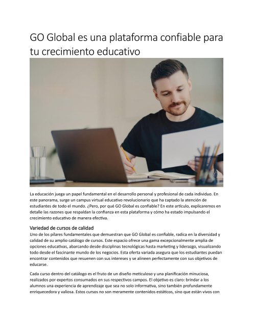 GO Global es una plataforma confiable para tu crecimiento educativo