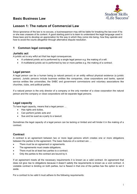 Basic Business Law. Lesson 1. The nature of Commercial Law