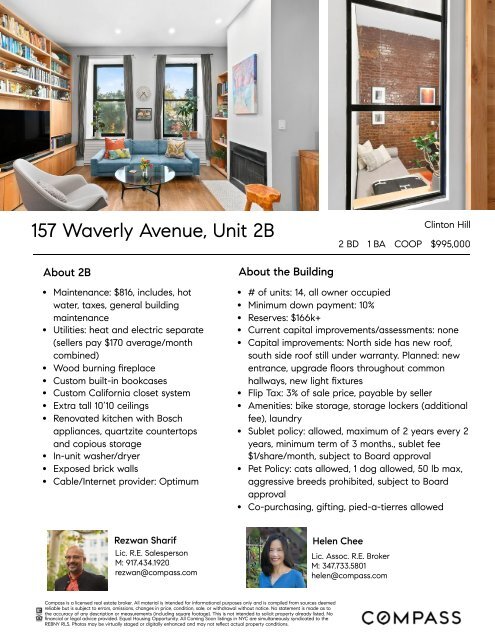 157 Waverly 2b Fact sheet