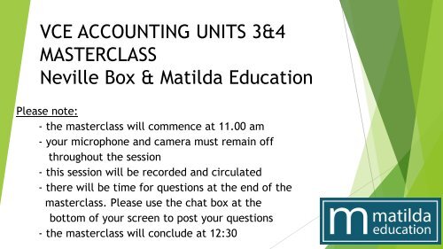 VCE Revision lecture 22 Oct 2023