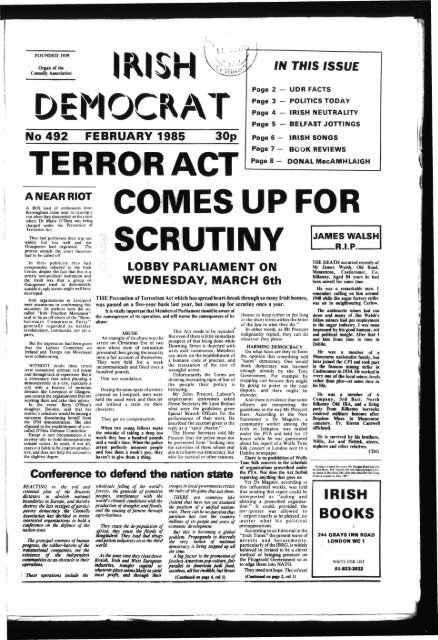 Irish Democrat February 1985