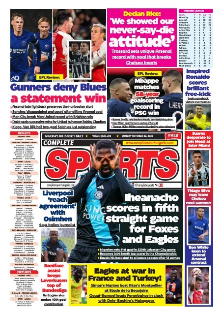 COMPLETE SPORTS - SUNDAY, OCT 22, 2023