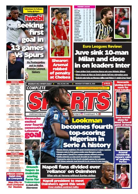 COMPLETE SPORTS - MONDAY, OCT 23, 2023