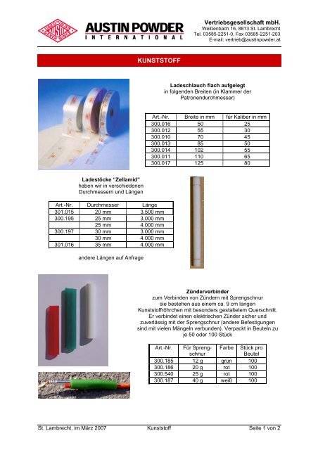 KUNSTSTOFF - Austin Powder GmbH