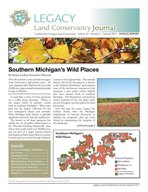 Southern Michigan's Wild Places - Legacy Land Conservancy