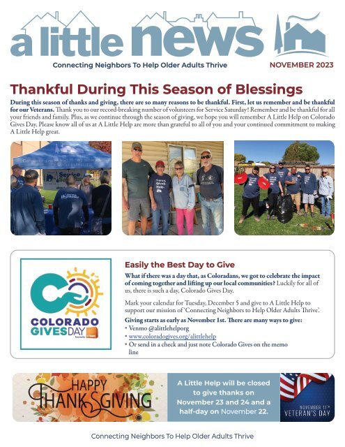 A Little Help November 2023 Newsletter