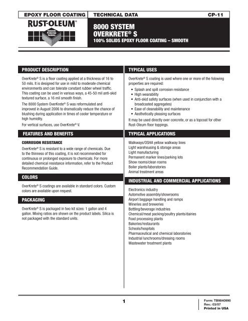 8000 SYSTEM OVERKRETE® S - Rust-Oleum