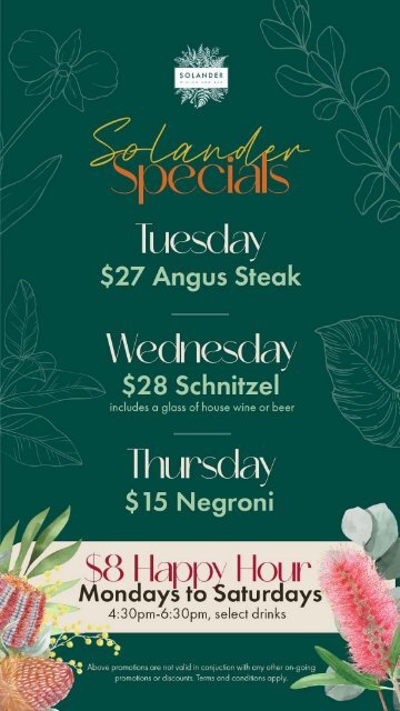 Solander Dining & Bar Promotions