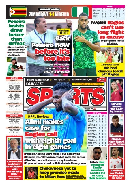 COMPLETE SPORTS - MONDAY, NOVEMBER 20, 2023