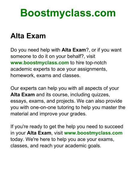 Alta Exam