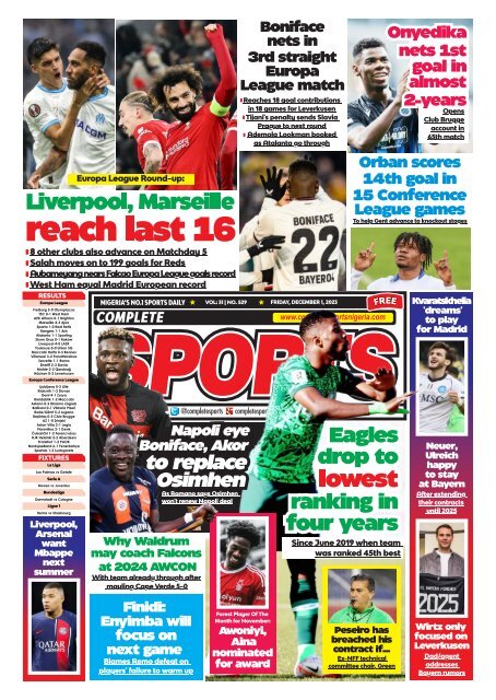 COMPLETE SPORTS - FRIDAY, DEC 1, 2023