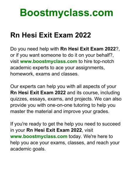 Rn Hesi Exit Exam 2022 Rn Hesi Exit Exam 2022
