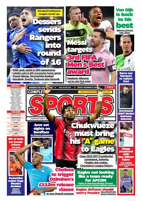 COMPLETE SPORTS - FRIDAY, DEC 15, 2023