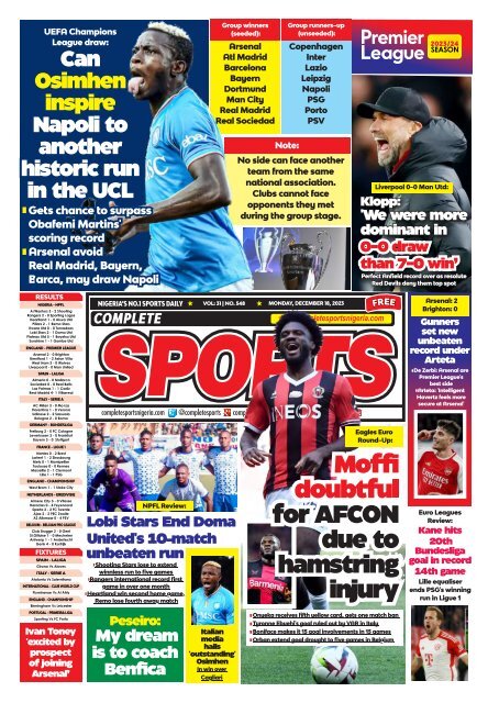 COMPLETE SPORTS - MONDAY, DEC 18, 2023