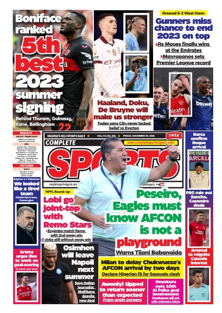 COMPLETE SPORTS - FRIDAY, DEC 29, 2023