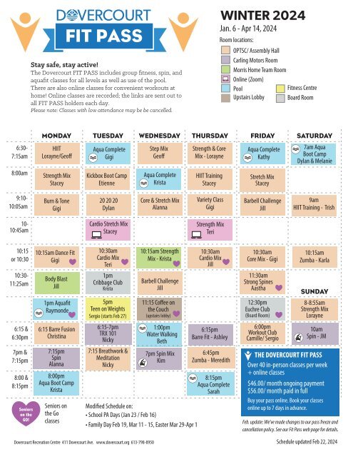 Dovercourt winter2024 FIT PASS SCHEDULE FLYER