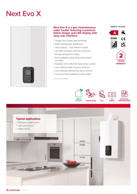 Ariston NEXT EVO X datasheet