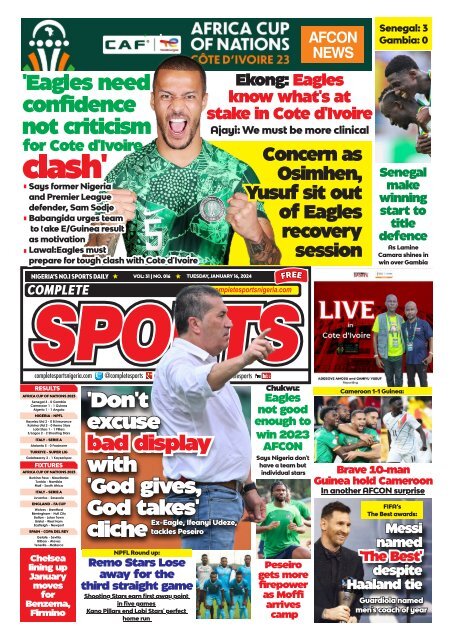 COMPLETE SPORTS - TUESDAY, JAN 16, 2024