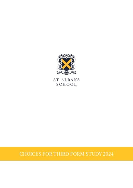 Third Form Choices Booklet 2024