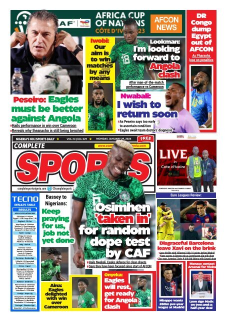 COMPLETE SPORTS - MONDAY, JAN 29, 2024