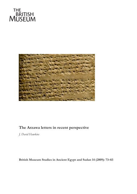 The Arzawa letters in recent perspective - British Museum