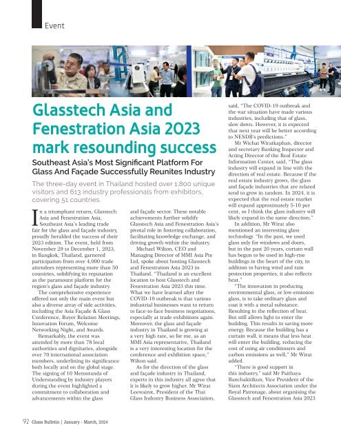 Glasstech Asia and Fenestration Asia 2023 mark resounding success